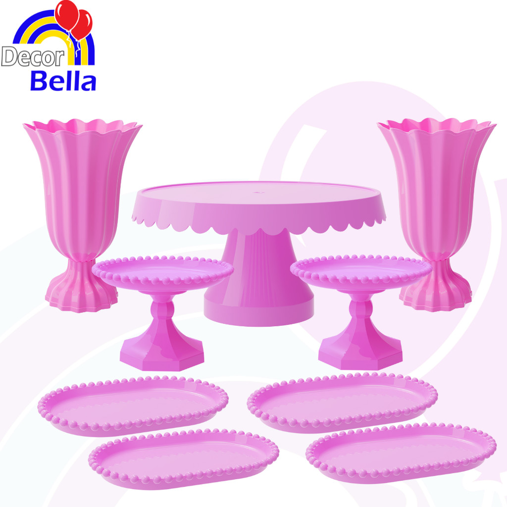 Kit de Festa com 1 Boleira Popi Plus, 2 Vasos Popi, 2 Mini Boleiras ...