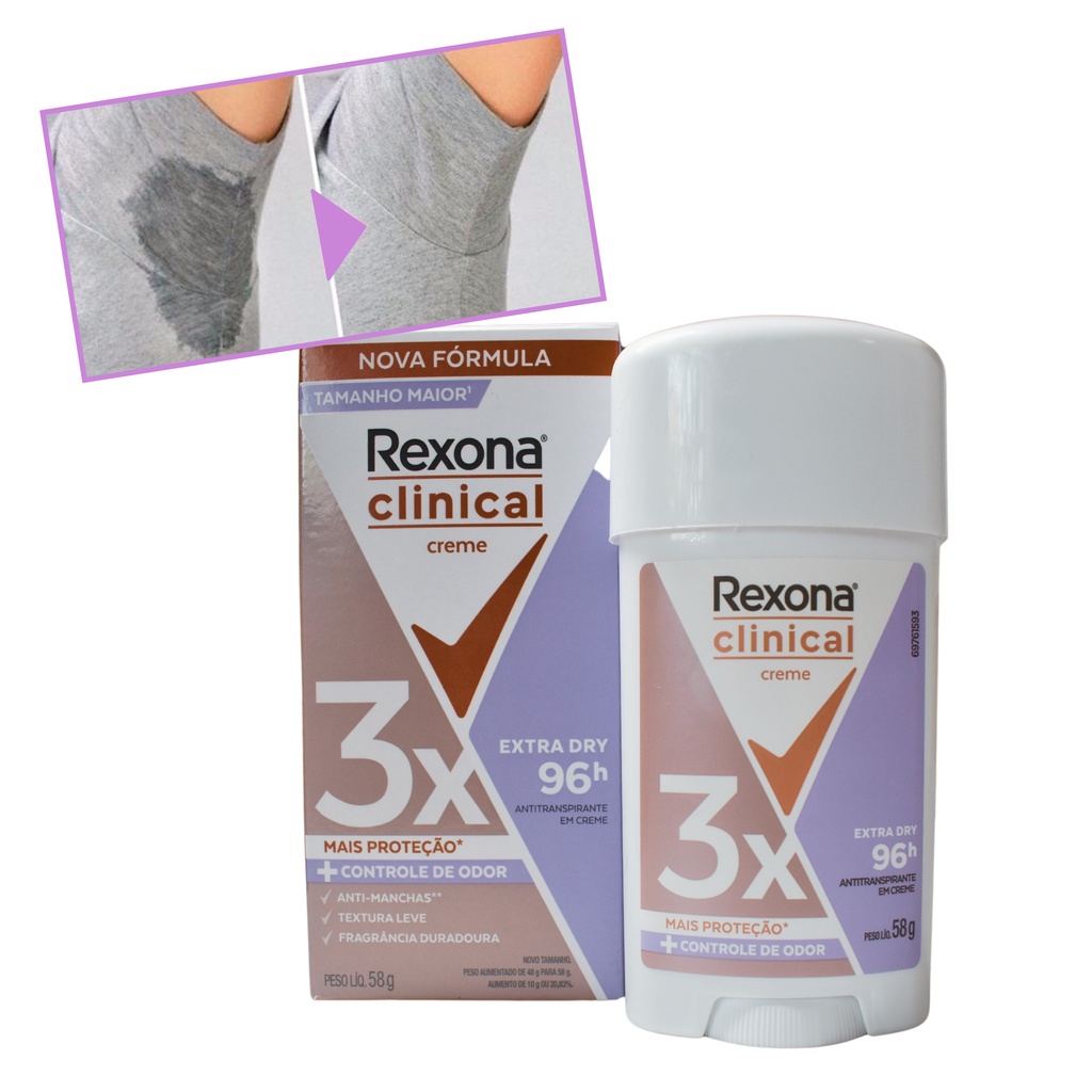 Antitranspirante Rexona Clinical Extra Dry Creme 58 G | Shopee Brasil