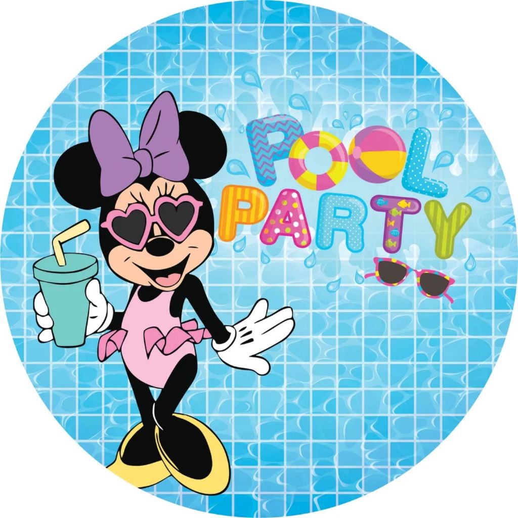 Painel em lona Redondo Festa - Minnie Pool Party | Shopee Brasil