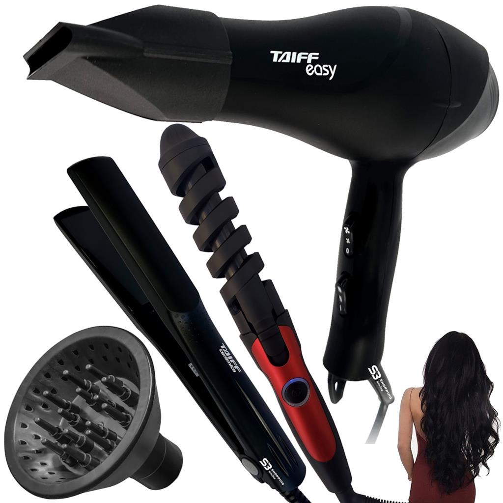 KIT SECADOR DE CABELO TAIFF E DIFUSOR E MODELADOR E PRANCHA TAIFF ...