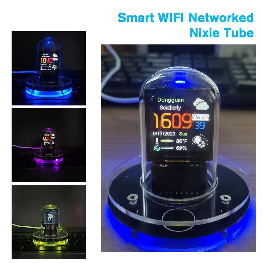 Relógio RGB Nixie Tube Clock Smart WIFI Networked LED Light-Emitting ...