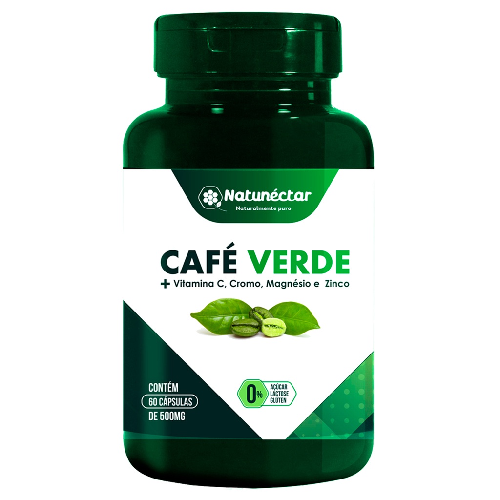Frasco Extrato Café Verde Suplemento Natural Coffee Green - Natunéctar 60 Cápsulas Puro Original ...
