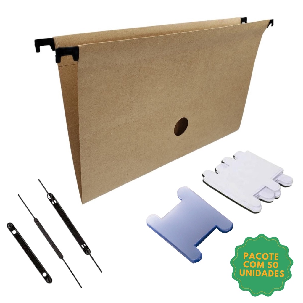 Pasta Suspensa Kraft Completa Com Visor PVC 180Gm 50 Unidades | Shopee ...