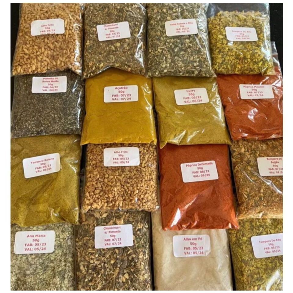 Kit de Temperos e Condimentos 18 Unidades - 50g Cada | Variedade e ...