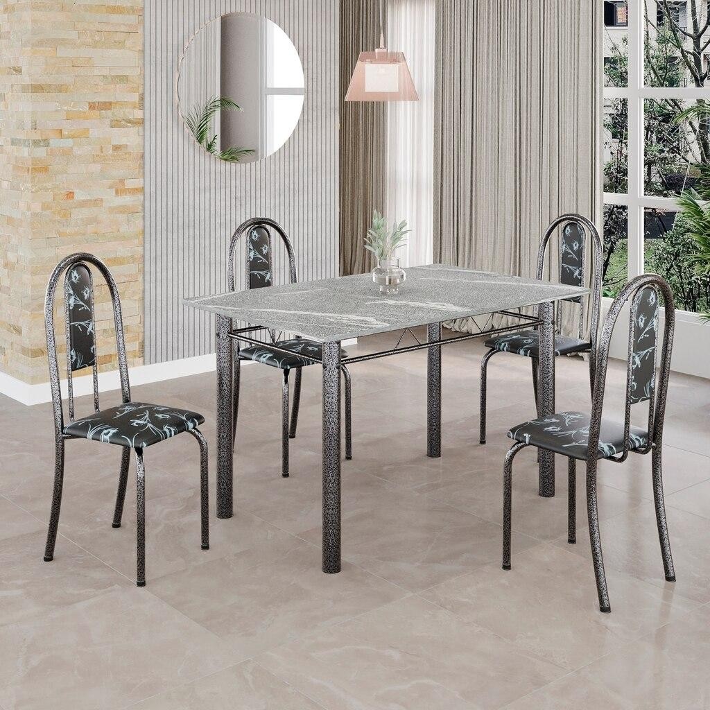 Mesa Tubular 020 Isabel 100x60 Granito Topázio 4 Cad Prata | Shopee Brasil