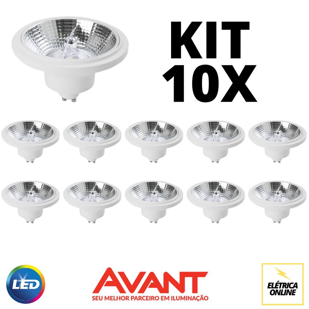 KIT 10 Lâmpada LED AR111 12W 2700K QUENTE GU10 - AVANT | Shopee Brasil