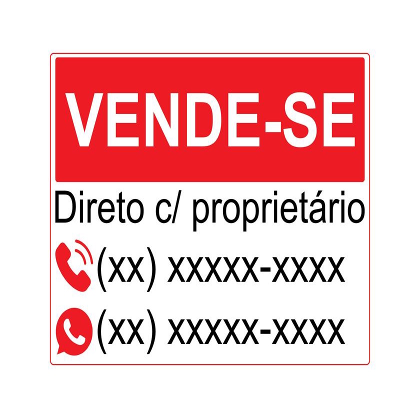 Placa De Vende-Se 40x50 Ps 2mm Personalizado De Sinalizacao | Shopee Brasil