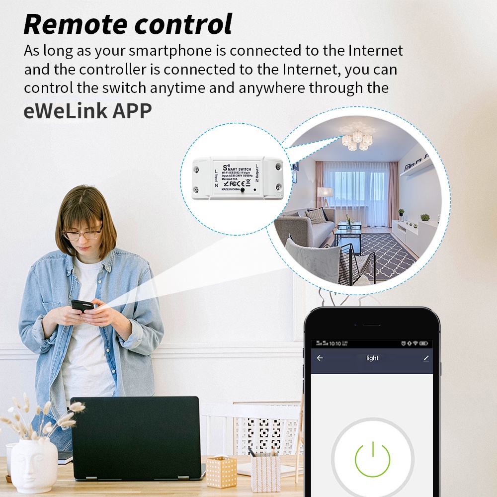 Novo interruptor inteligente WiFi eWeLink, interruptor sem fio que ...