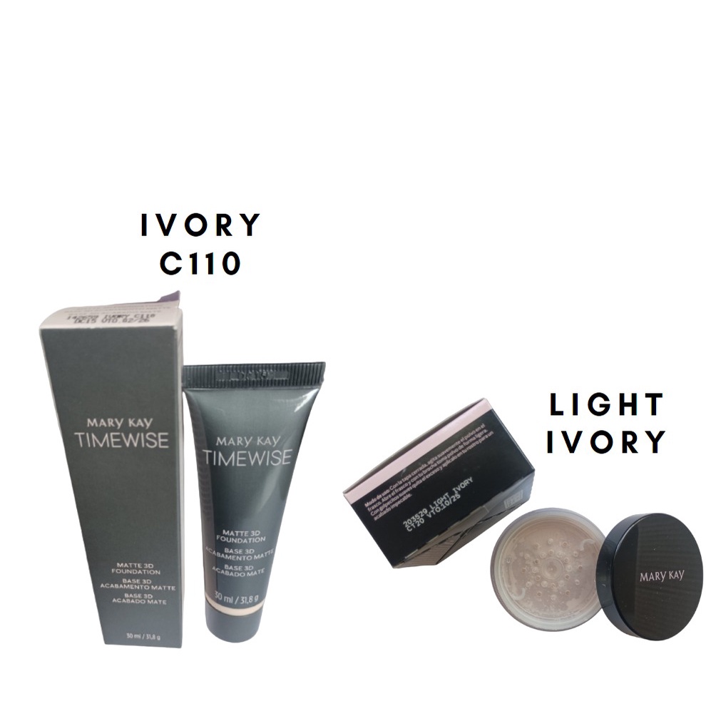 Kit Mary Kay (Base TimeWise Ivory C110 + Pó Light Ivory) | Shopee Brasil