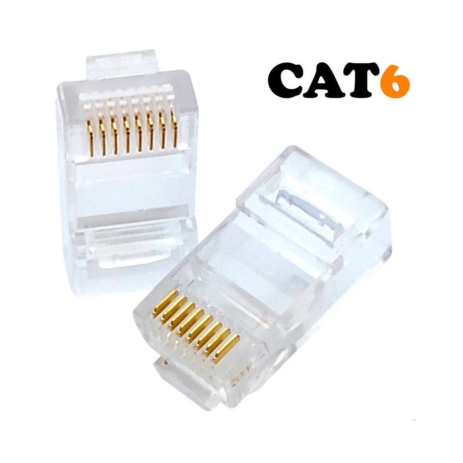 Pct 100 Conector Modular Rj45 CAT6 Para Cabo De Rede 8 Vias | Shopee Brasil