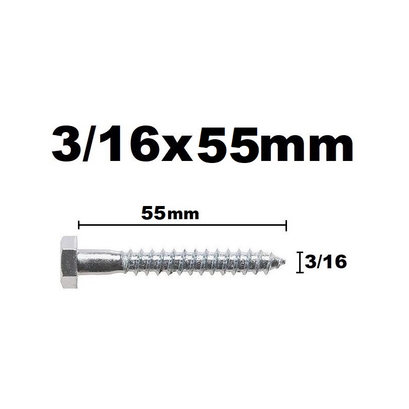 Kit 50 Peças Parafuso Sextavado 3/16x55 Rosca Soberba | Shopee Brasil
