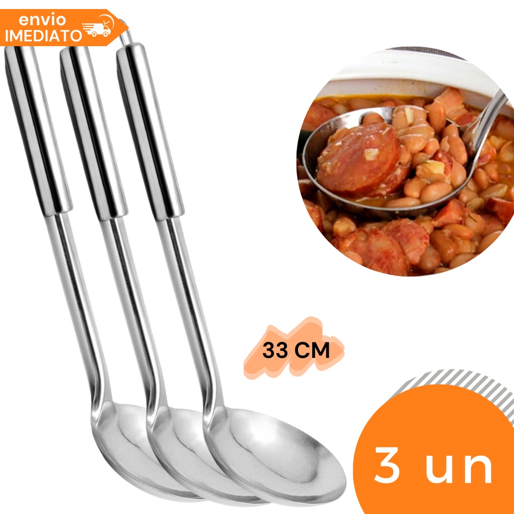 Kit 3 Concha para Molho Metal Inox Sopa Cozinha Talher Feijão | Shopee ...