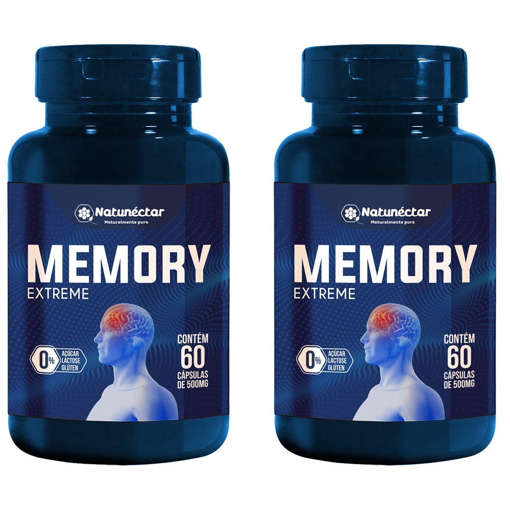 Kit 2 Potes Memory Extreme Suplemento Alimentar Natural Memória Forte ...