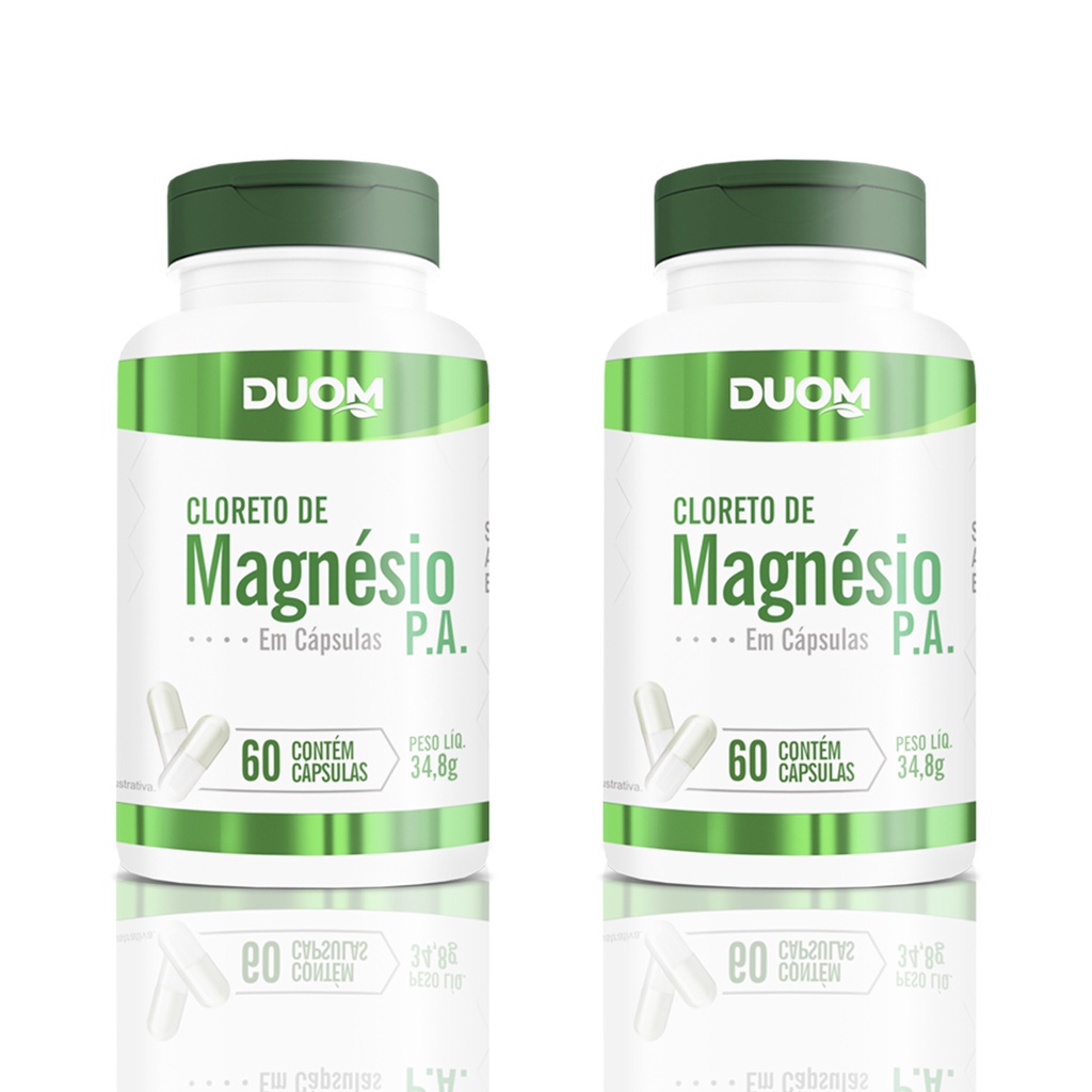 Kit 2x Cloreto De Magnésio P.A 60 Cápsulas Cada Pote 210mg Natural Puro Original Minerais ...