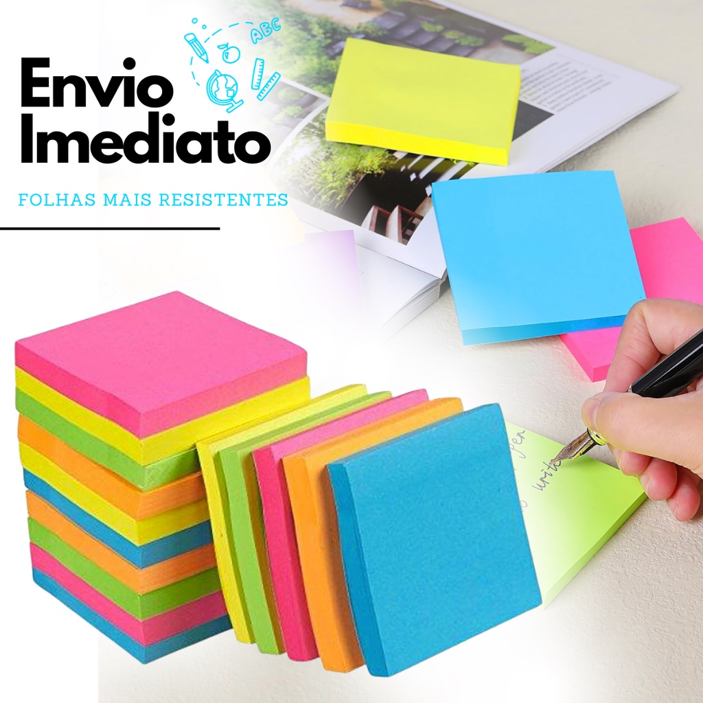 Kit Post It Bloco De Notas 75x75mm Bloco Adesivo Para Anotações ...