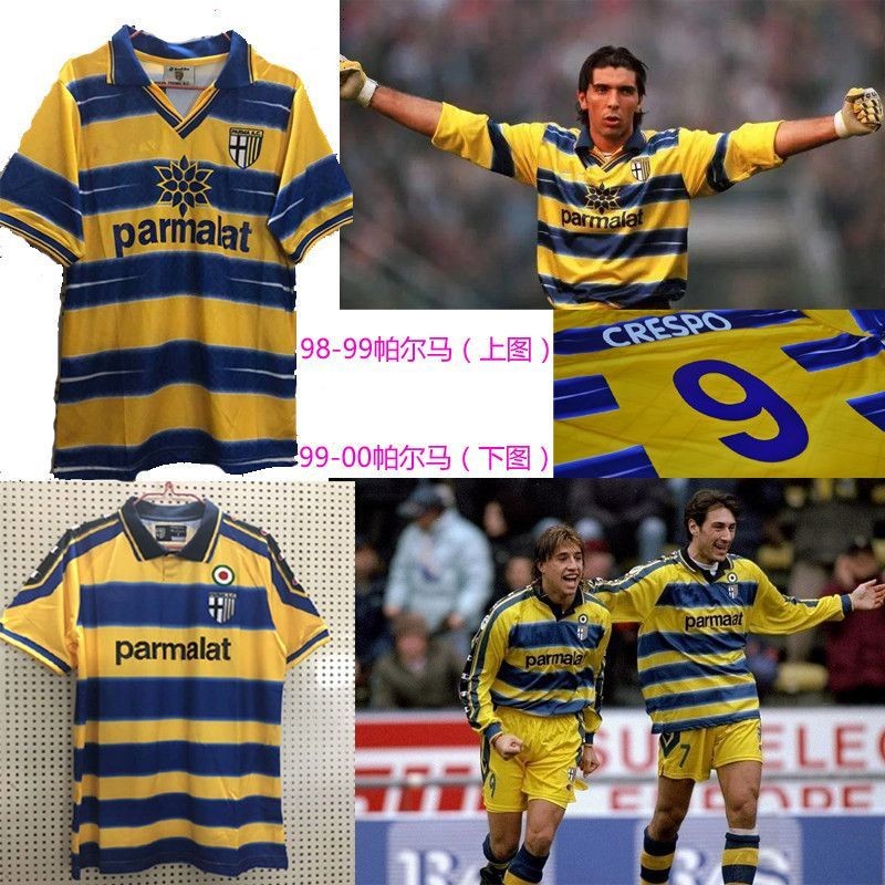98-99-00 Serie A Parma retro velha camisa Cresporon Buffon uniforme de ...