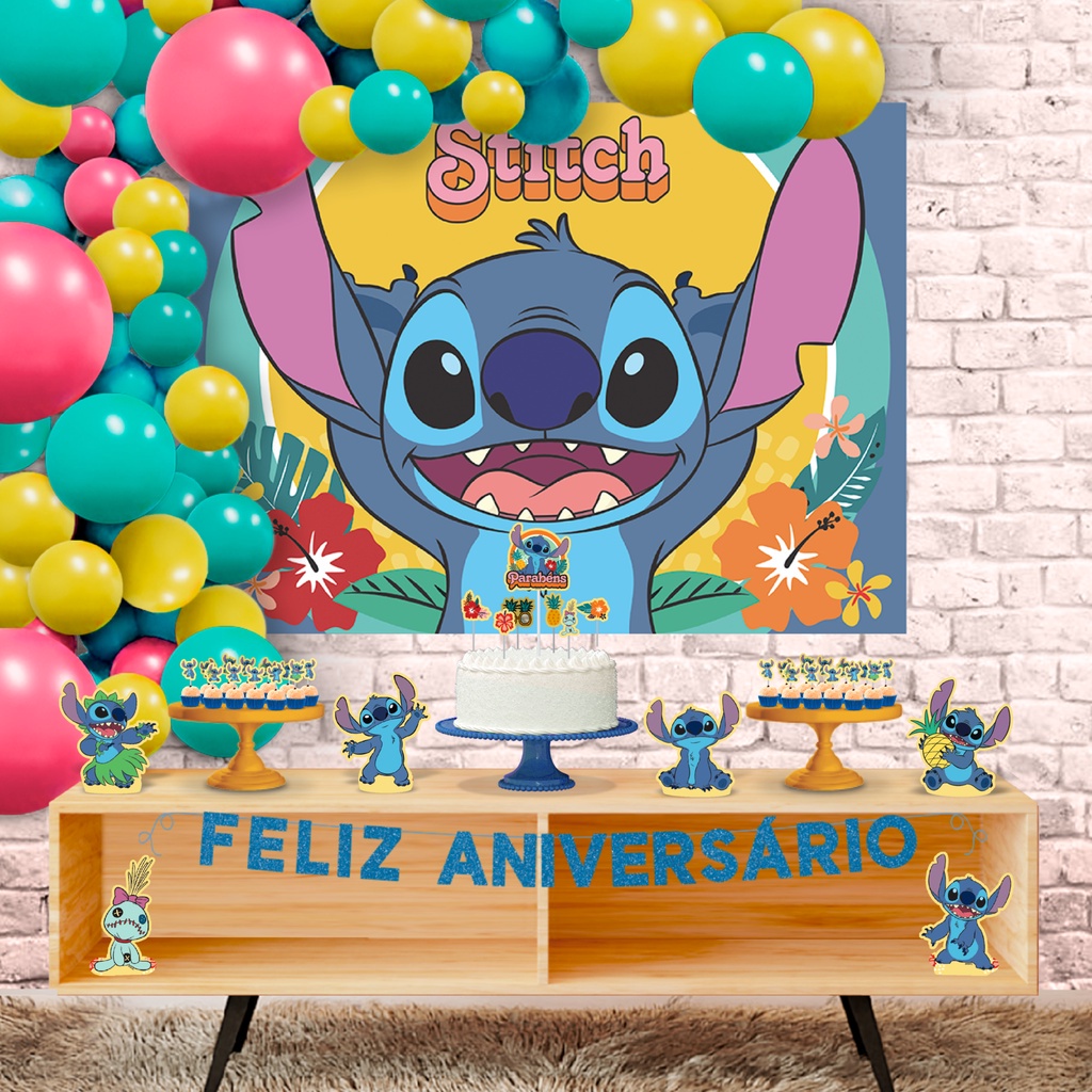 Painel Gigante TNT Stitch - Aniversário Stich (1,40m x 1,00m) - Piffer ...