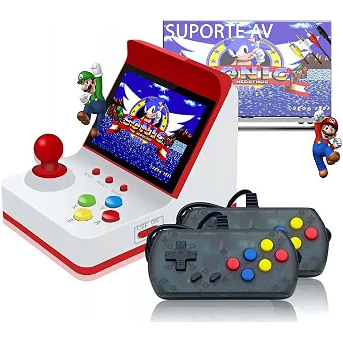 Console Mini Arcade Fliperama Retrô Video Game Portáti 360 Jogos Fc Tela 4.3 polegadas + 2 ...