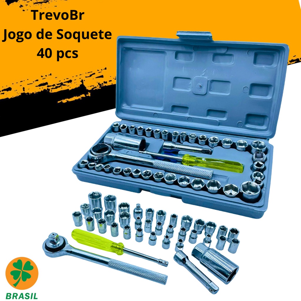 Jogo de soquete 40 peças chave catraca reversível kit Ferramentas 1/4 ...