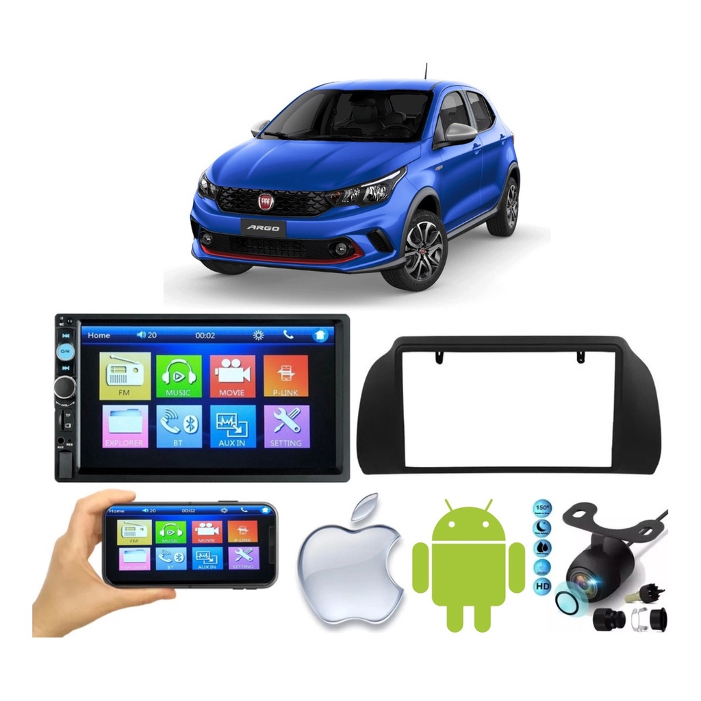 Central Multimidia Mp5 Argo Cronos Bt Usb Moldura + Camera | Shopee Brasil