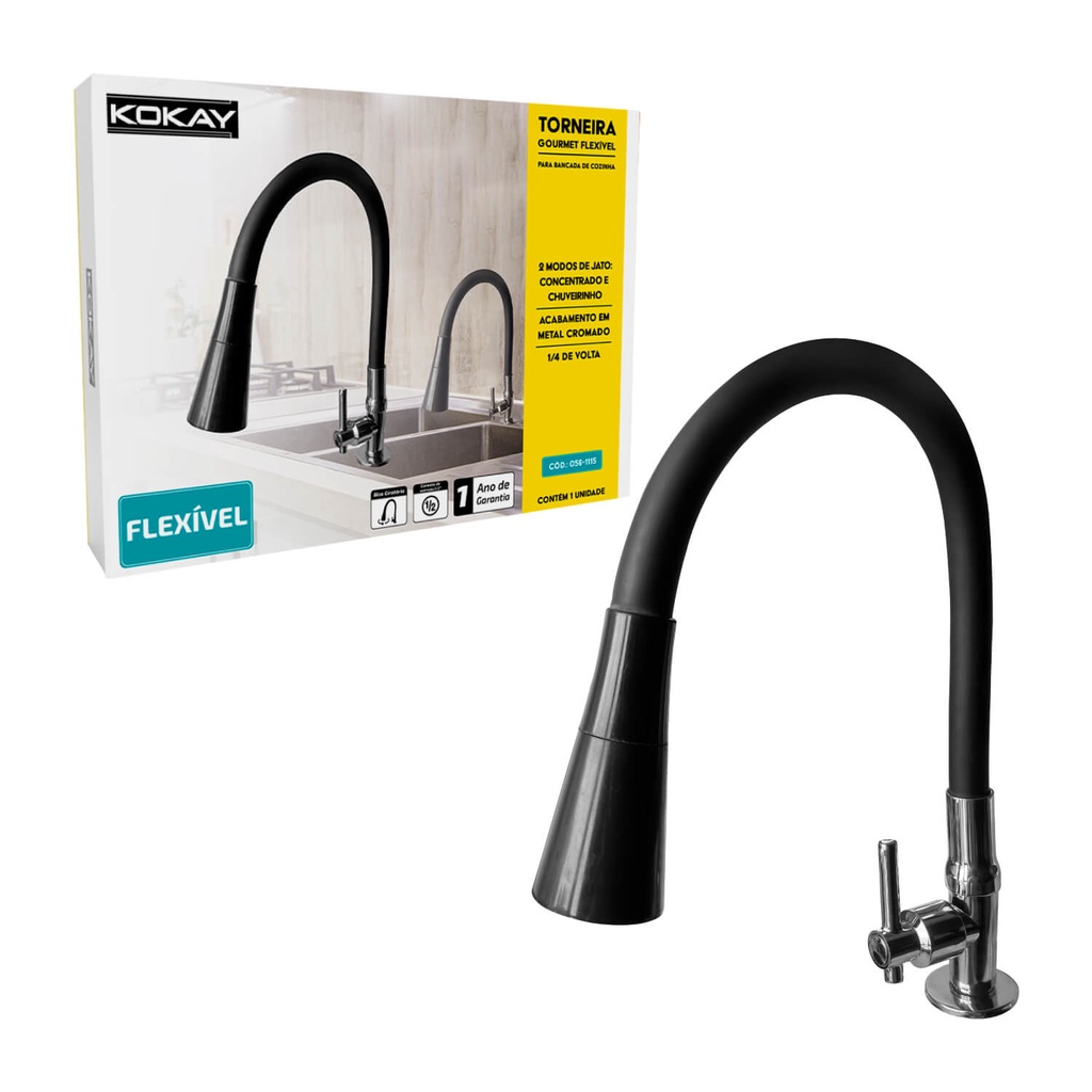 Torneira Premium Line Gourmet Cozinha Mesa Bancada Pia Flexível Preta ...