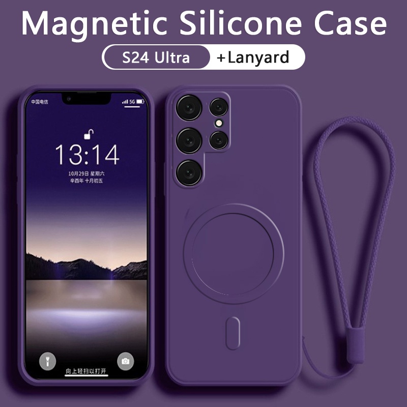 Capa Samsung S24 Ultra S24 Plus Casing Suporte Magnético De Silicone ...