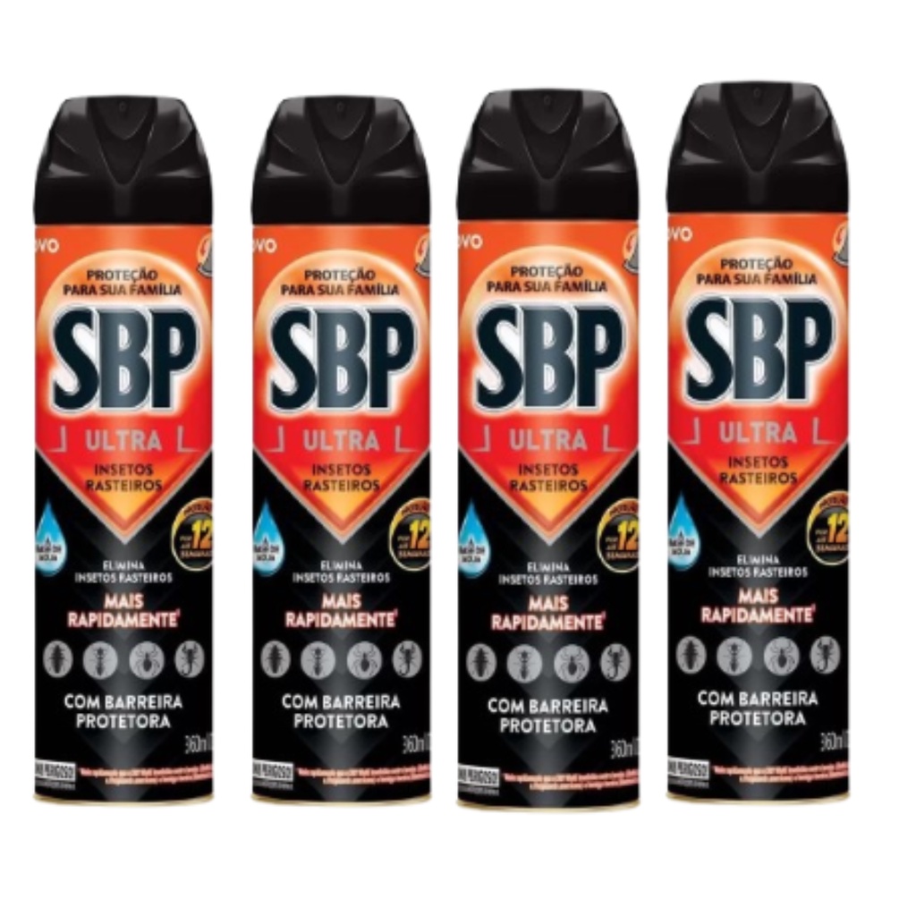 KIT COM 4 SBP Aerossol ULTRA Barreira Ativa Insetos Rasteiros (PRETO ...