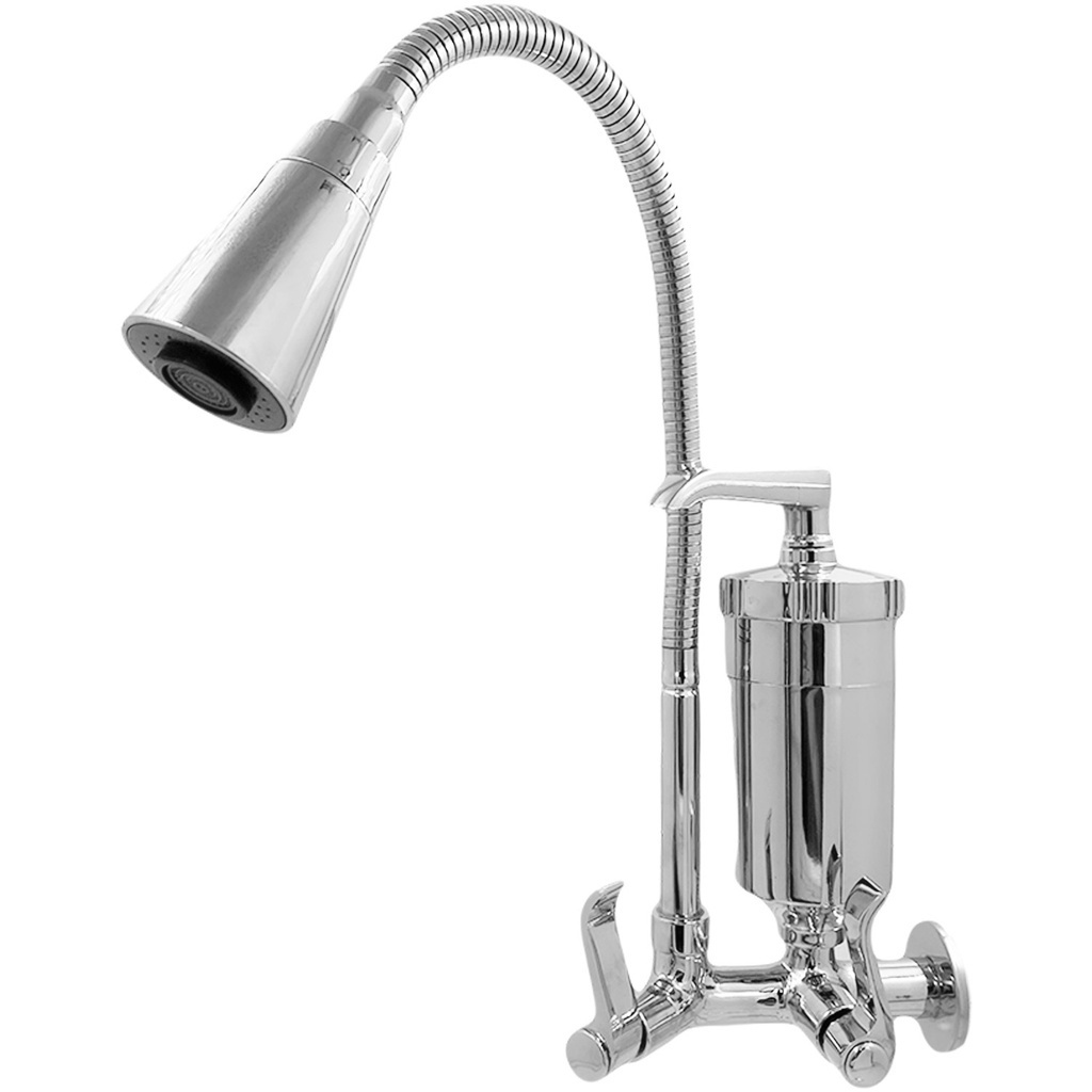 Torneira Gourmet de Parede de 1/2" Metal Inox Cromada Flexível Dois ...