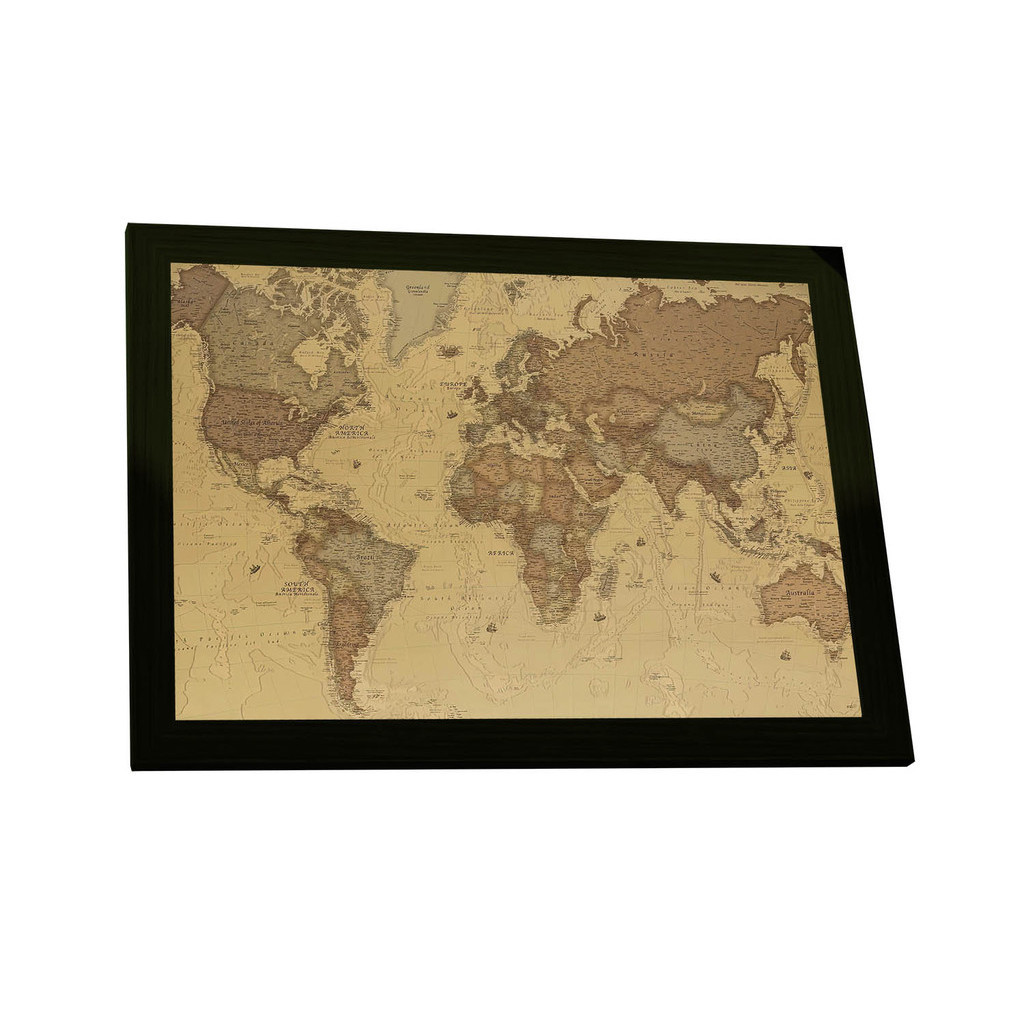 Quadro Decorativo A4 Mapa Mundi Estilo Retro Papel Antigo Poster ...