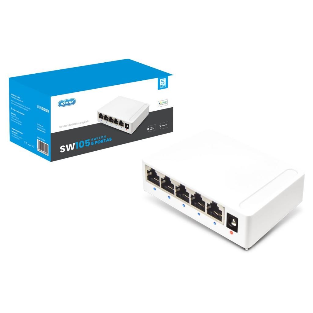 Switch 5 Portas Rj45 Gigabit Rede 10/100/1000mbps Hub Bivolt | Shopee ...