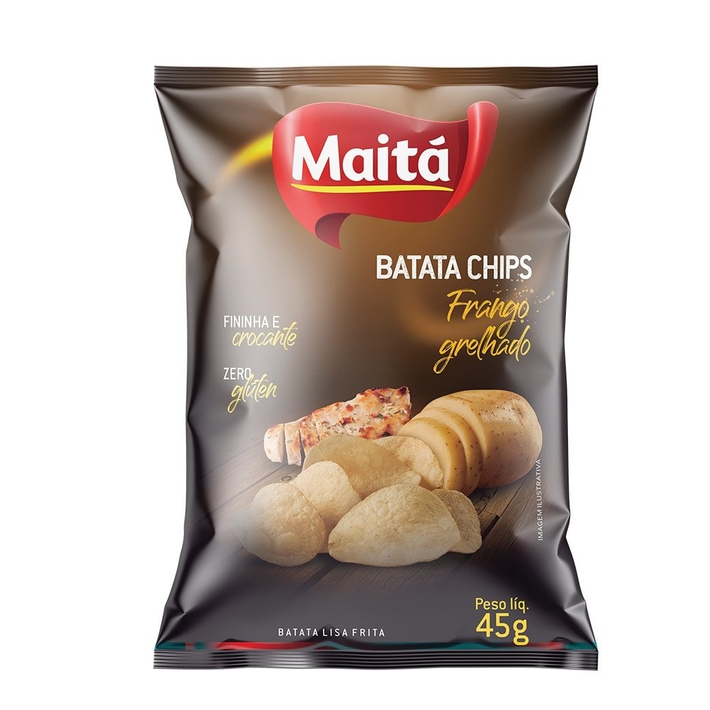 Batata Chips Maitá Lisa Frango Grelhado 45g Embalagem com 20 Unidades ...