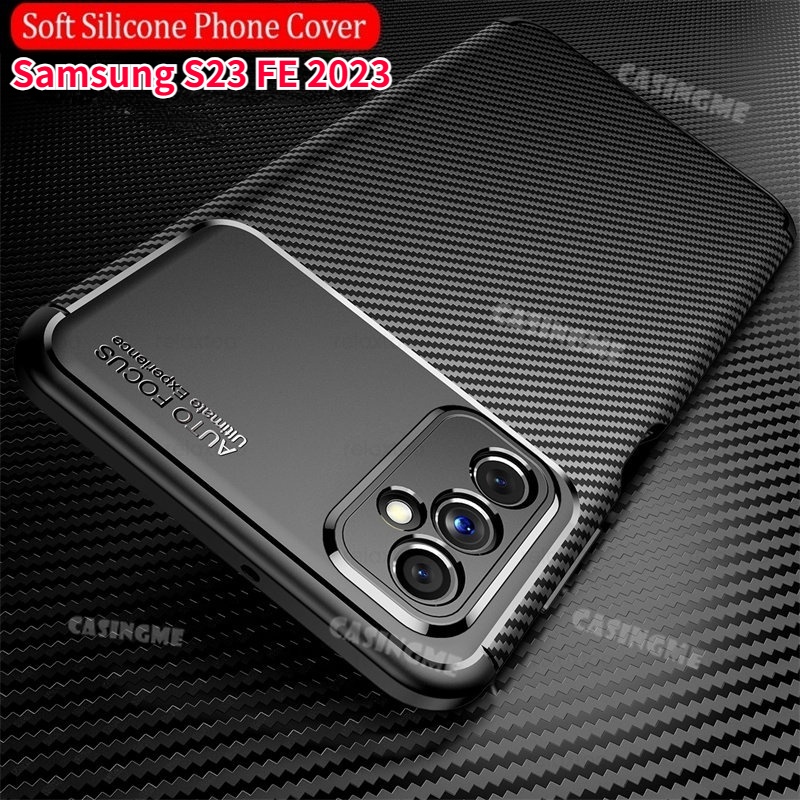 Samsung Galaxy S23FE FE 2023 Caixa De Fibra De Carbono Silicone À Prova De Choque Para S 23 23S ...