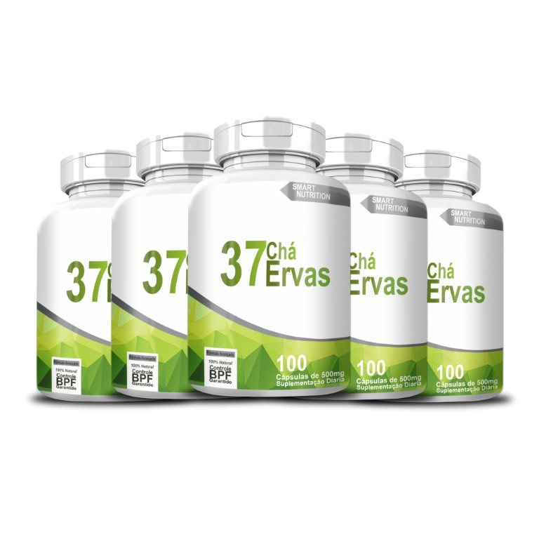 Kit 5x Chá 37 Ervas 500mg 100 cápsulas 4Elementos | Shopee Brasil