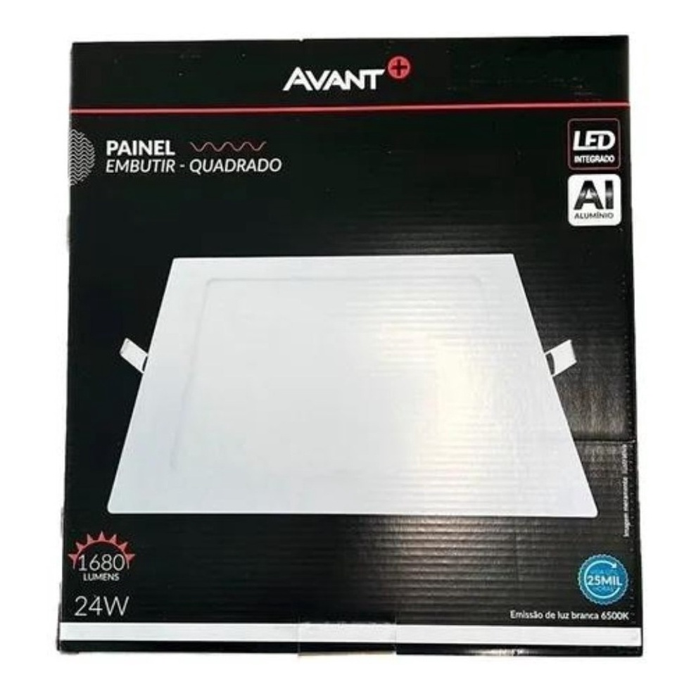 Kit 3 Painel Plafon Led Luminaria 24w Embutir Quadrado 6500k Branco Frio Avant 29x29 Avant ...