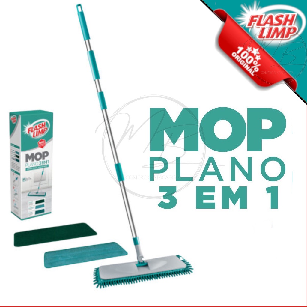 Mop Plano 3 Em 1 Sujeira Limpeza Pesada MOP0617 Flash Limp | Shopee Brasil