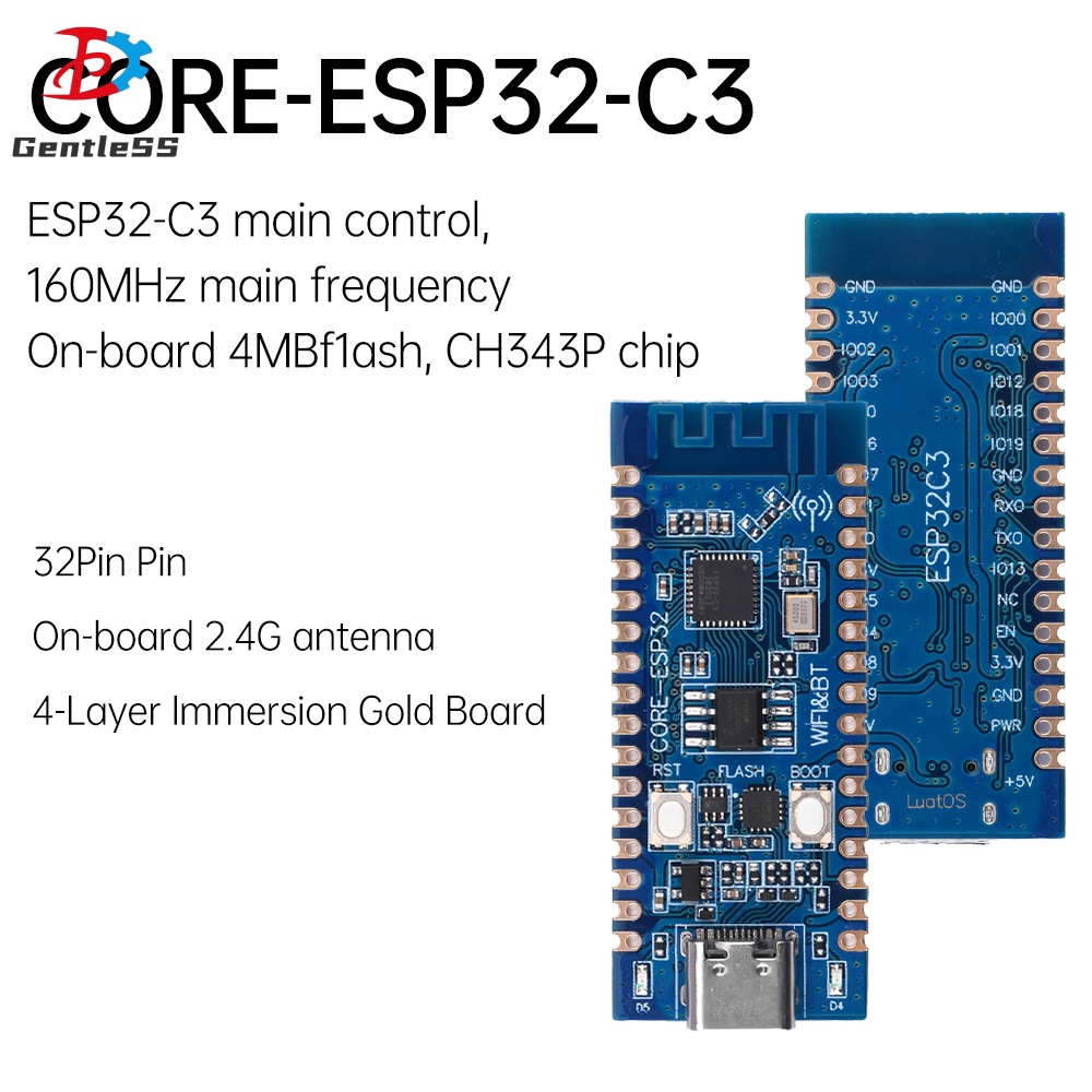 Placa De Desenvolvimento ESP32-C3 Core Board 2.4G WIFI Módulo Bluetooth CH343P 32Pin Para ...