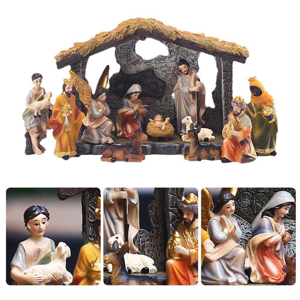 Presépio De Natal Conjunto Vida Real Jesus Manger Xmas Criby Resi n ...