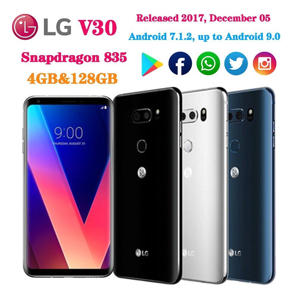 LG V30 6.0Inches Octa Core 4GB RAM 64GB ROM Câmera Traseira 16.0MP 3 LTE Impressão Digital NFC ...
