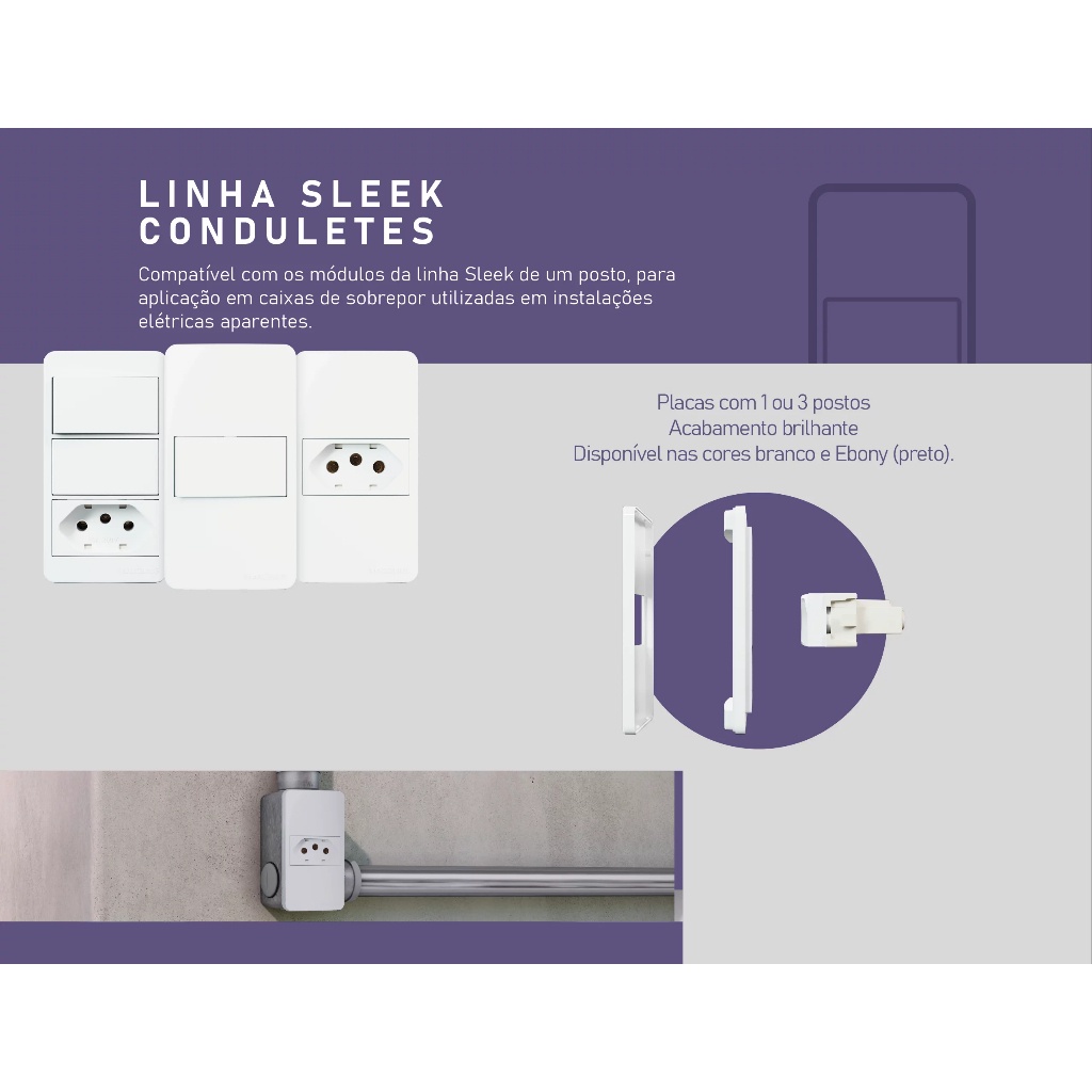 Placa para Condulete Modular, Módulo Tomada 10a E 20a, Interruptor Simples - Sleek Margirius ...