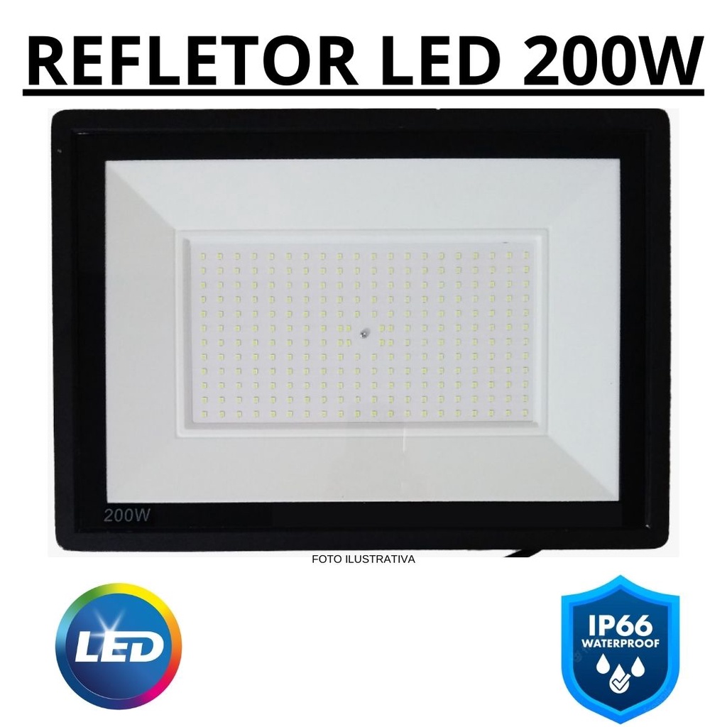 Refletor Super LED Holofote 200w IP66 6500K Branco Frio - Alta Potência | Shopee Brasil