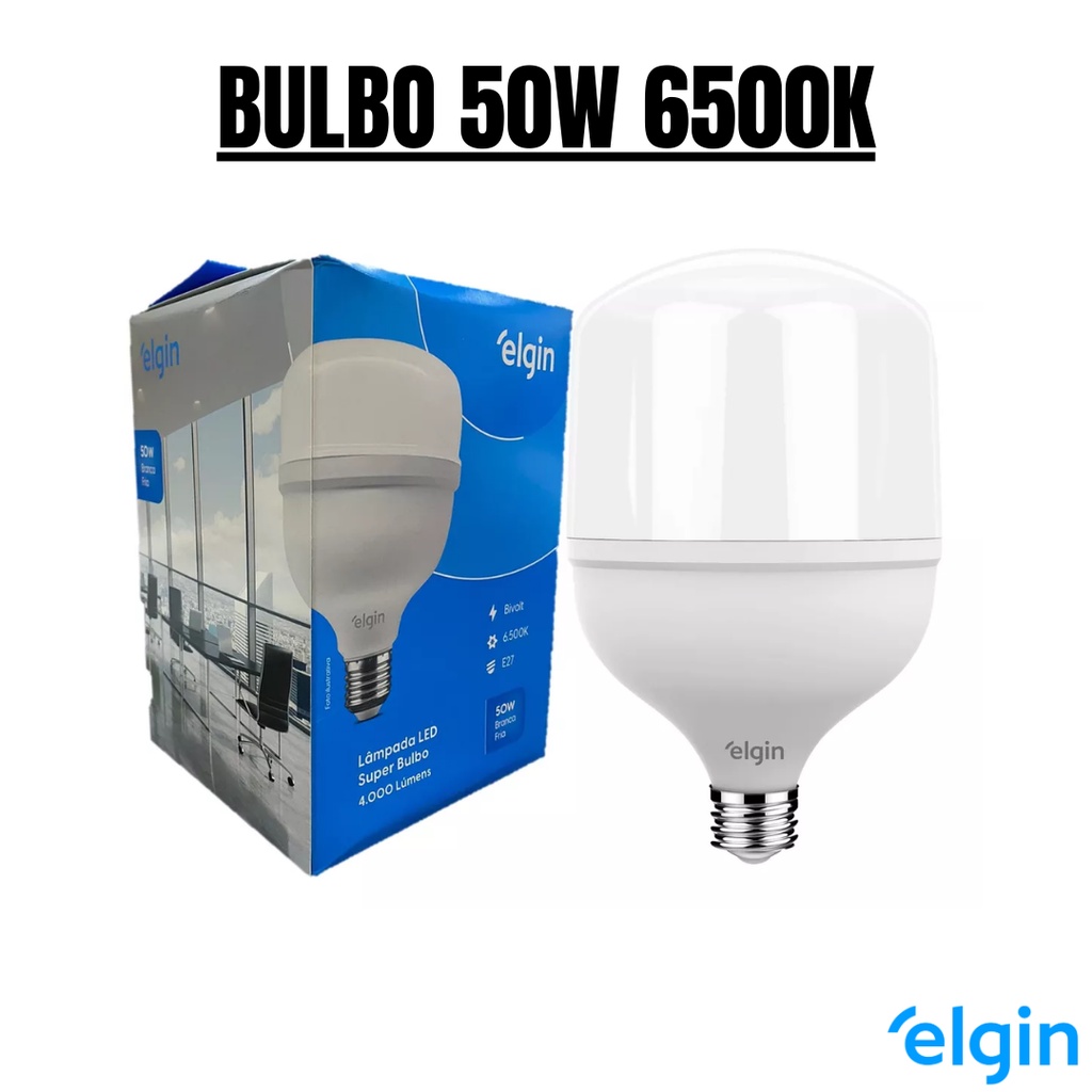 Lâmpada Bulbo Led 50w Bivolt 6500K E27 - ELGIN | Shopee Brasil