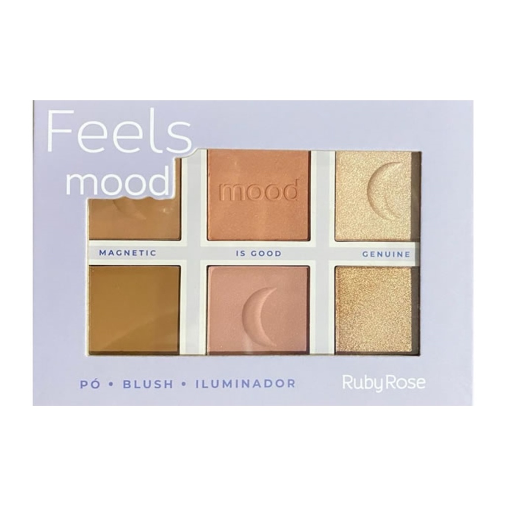 Paleta de Blush Contorno e Iluminador Feels Mood Ruby Rose Multifuncional | Shopee Brasil