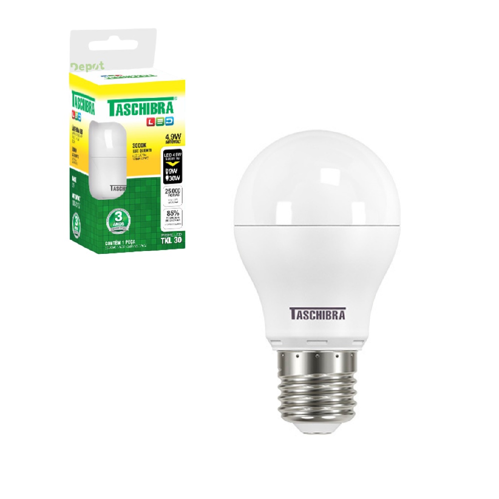 Lâmpada Bolinha Led 4,9w Tkl 30 3000K 4000K 6500K Lustre Camarim Sala Espelho E27 Taschibra ...