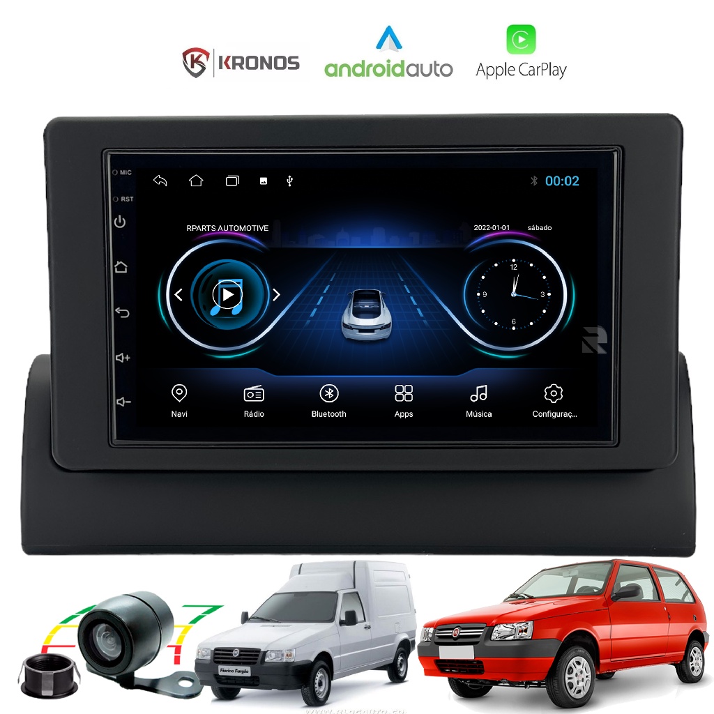 Kit Central Multimidia Kronos 7 Polegadas Android Fiat Uno Mille Fiorino 1994 a 2013 | Shopee Brasil