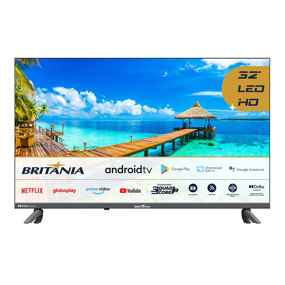 Smart TV Britânia 32” BTV32G23AGSSGBLH LED Dolby Audio - Escorrega o Preço
