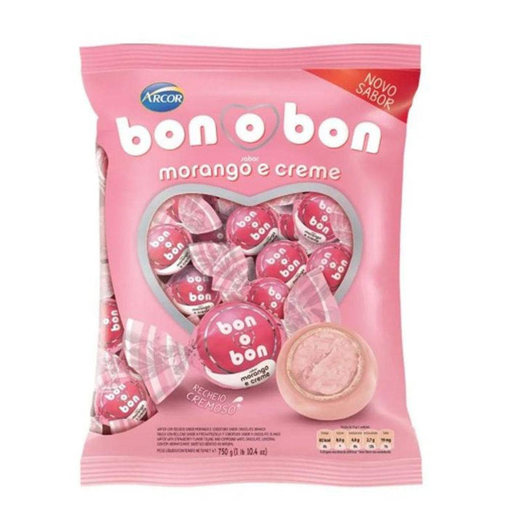 Bombom Bon o Bon Sabor Morango - Pacote 750G | Shopee Brasil
