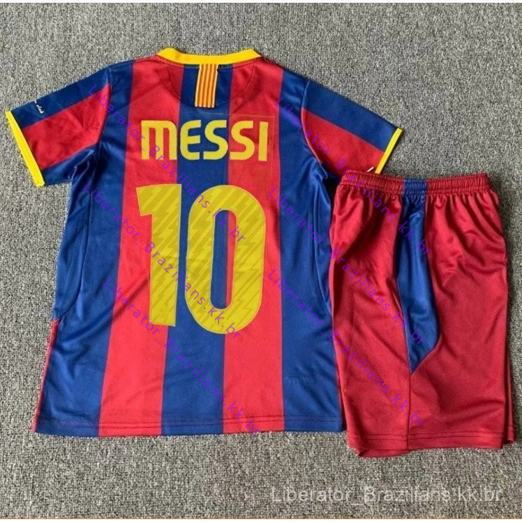 2010-2011 Camisa Infantil Retro Barcelona Home Conjunto Messi Kit ...