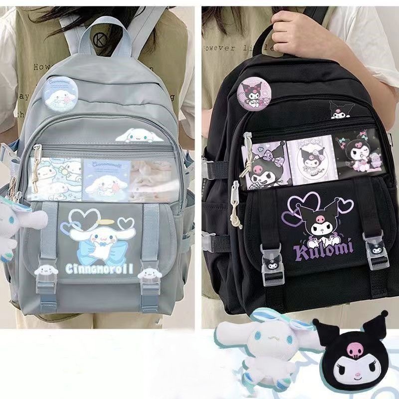 Novo Estilo Kawaii Sanrioed Anime Kuromi My Melody Cinnamoroll Cute Cartoon Mochila Escolar De