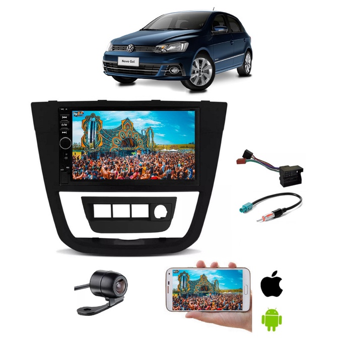Mp5 Central Multimidia Moldura Gol Saveiro Voyage g6 +Camera | Shopee Brasil