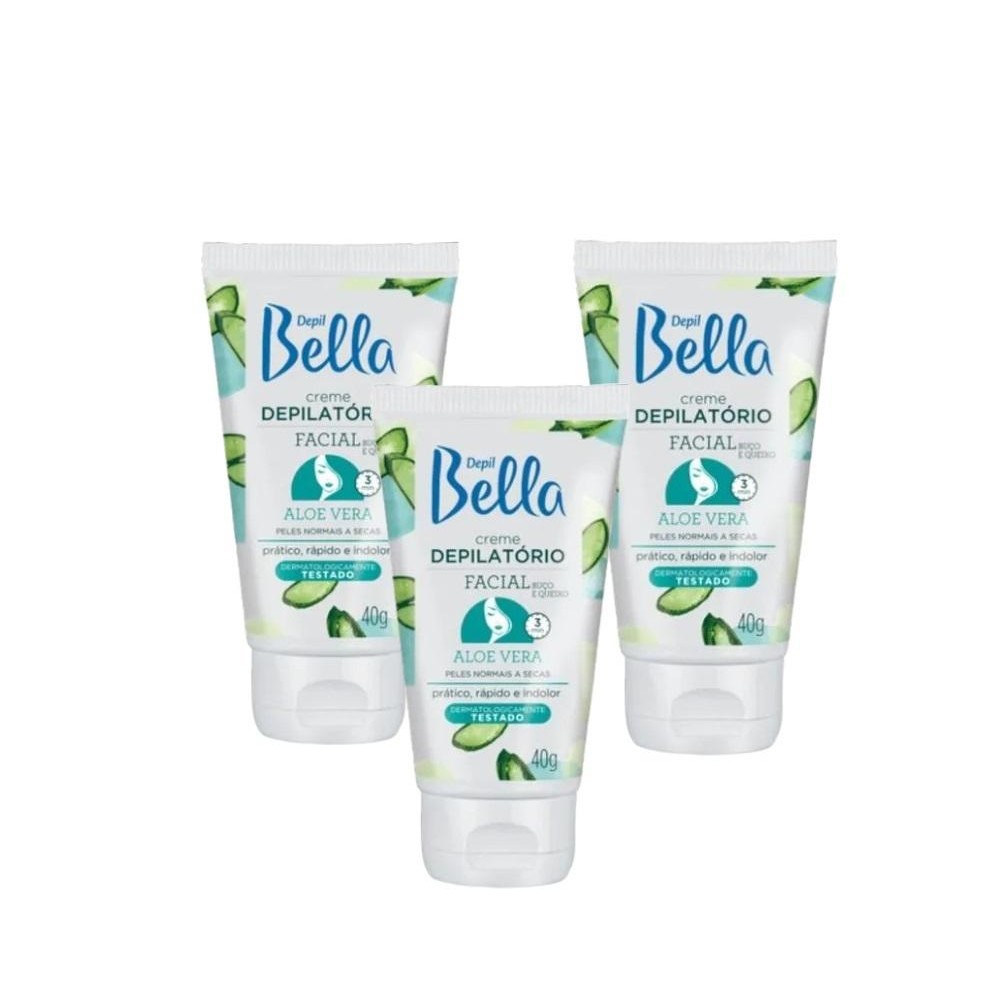 Kit Depil Bella Creme Depilatório Facial Aloe Vera 3 Unidades De 40g ...